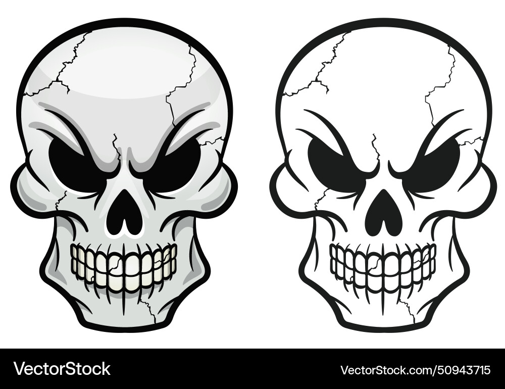 Skull head drawing isolated design Royalty Free Vector Image