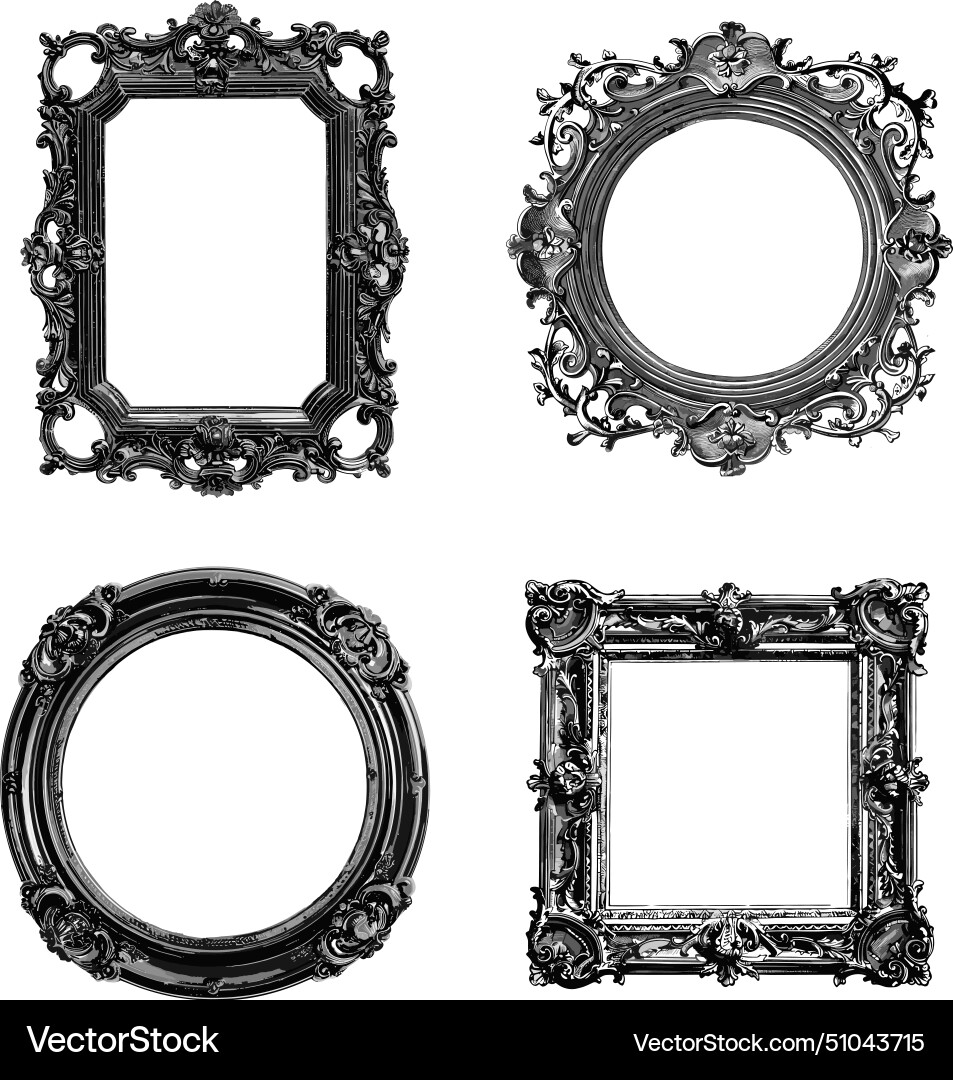 Vintage engraving frames carving old antique Vector Image