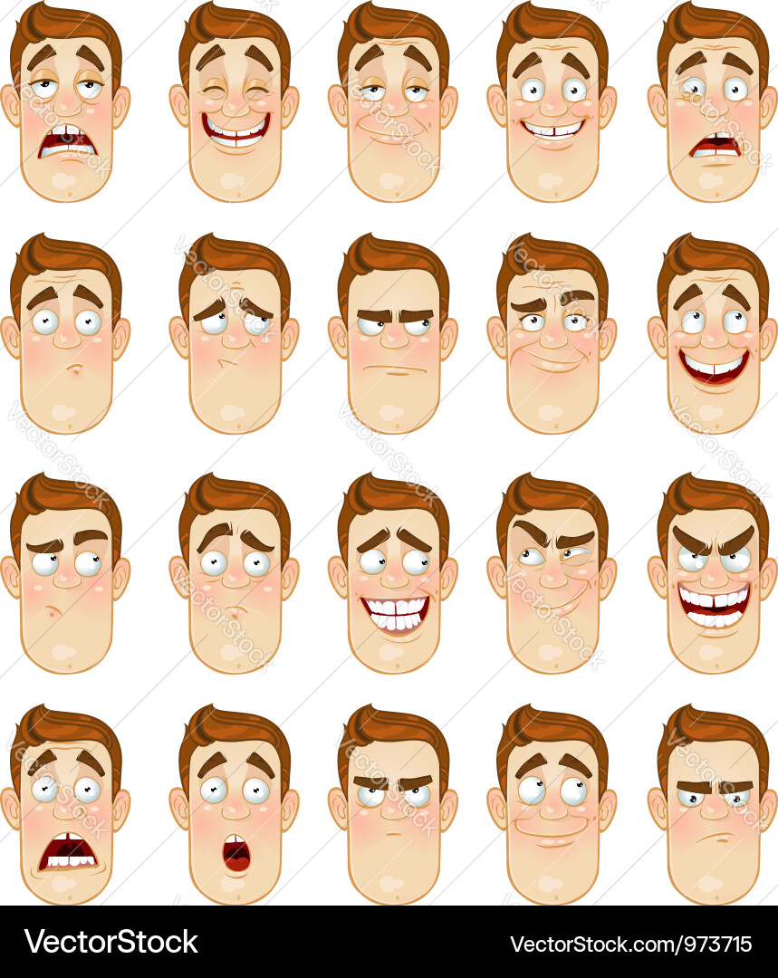 Young Man Expressing Diverse Emotions Royalty Free Vector