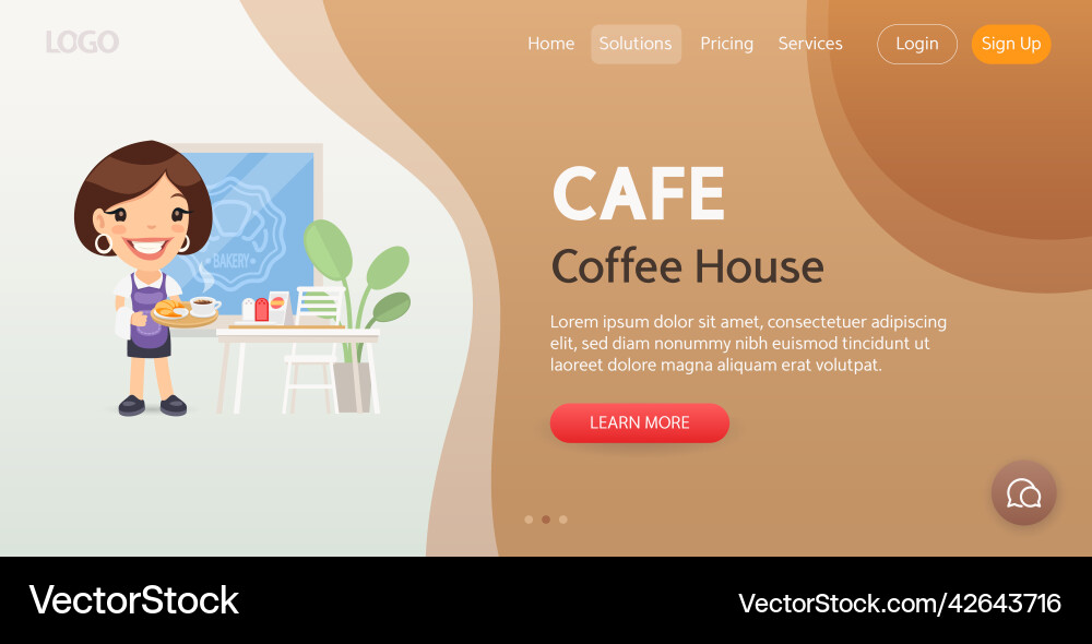 Cafe website template Royalty Free Vector Image