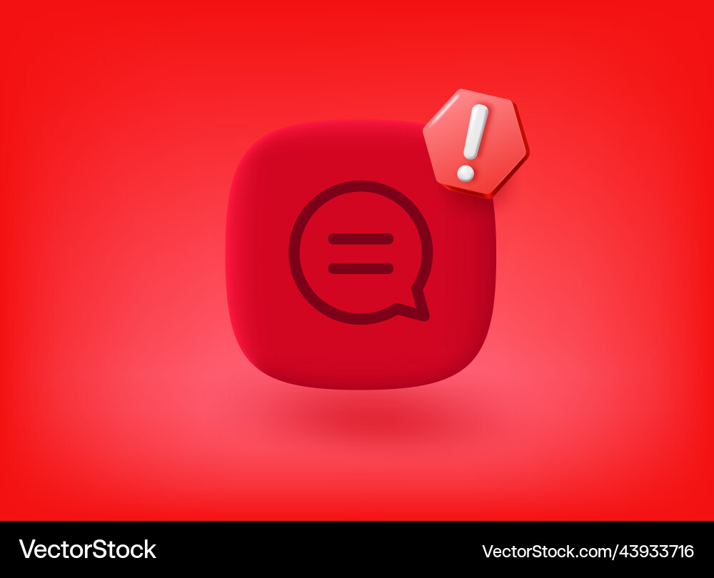 Chat app icon with exclamation point pictogram 3d Vector Image