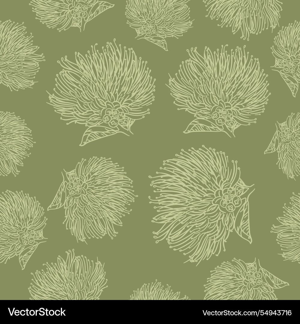 Hawaii Ohia Line Art Pattern Royalty Free Vector Image
