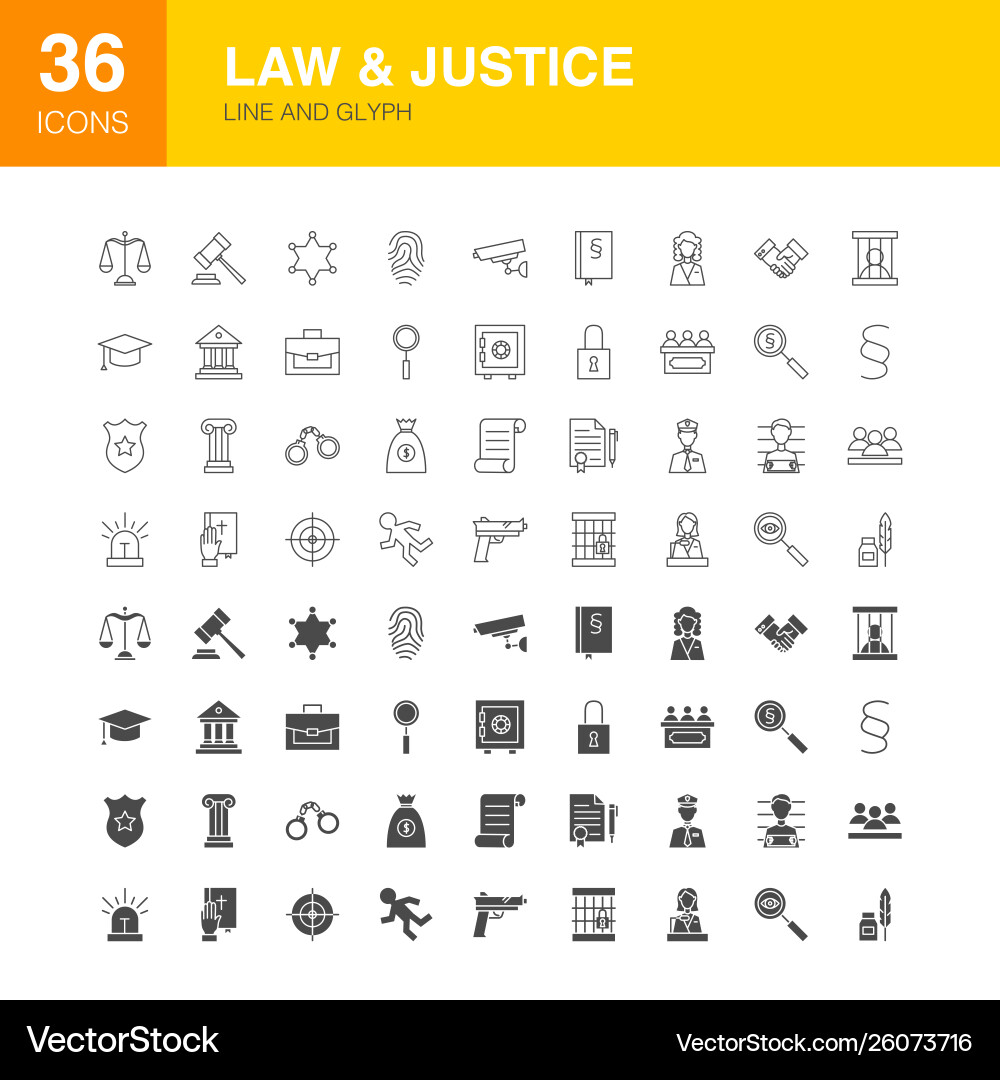 Law & Justice Line Icons Royalty Free Vector Image