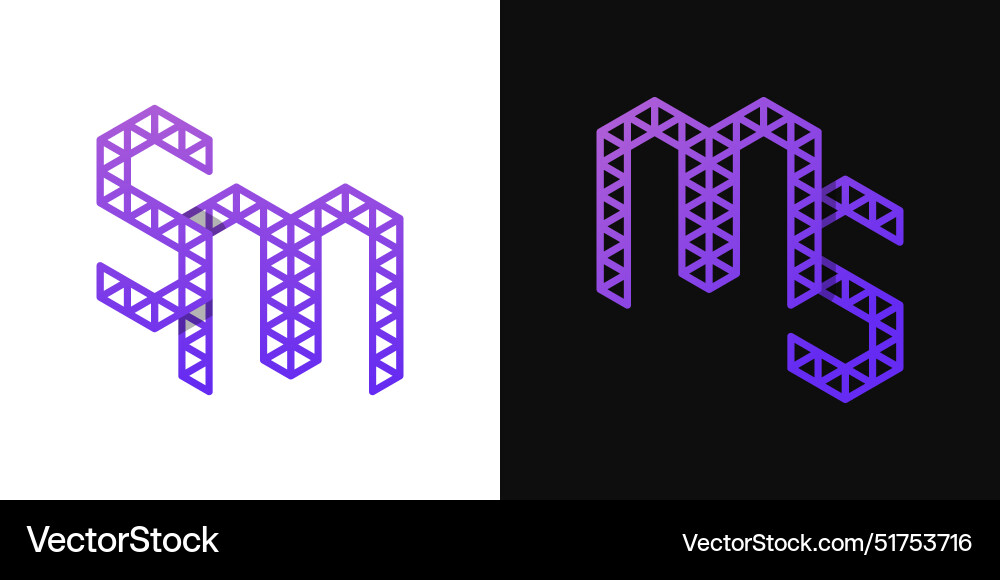 Letters ms and sm polygon logo suitable Royalty Free Vector