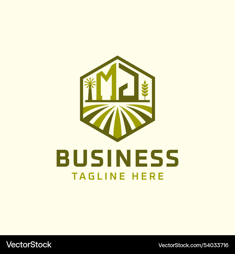 Mj farm logo design modern agro – Royalty-Free Vector | VectorStock