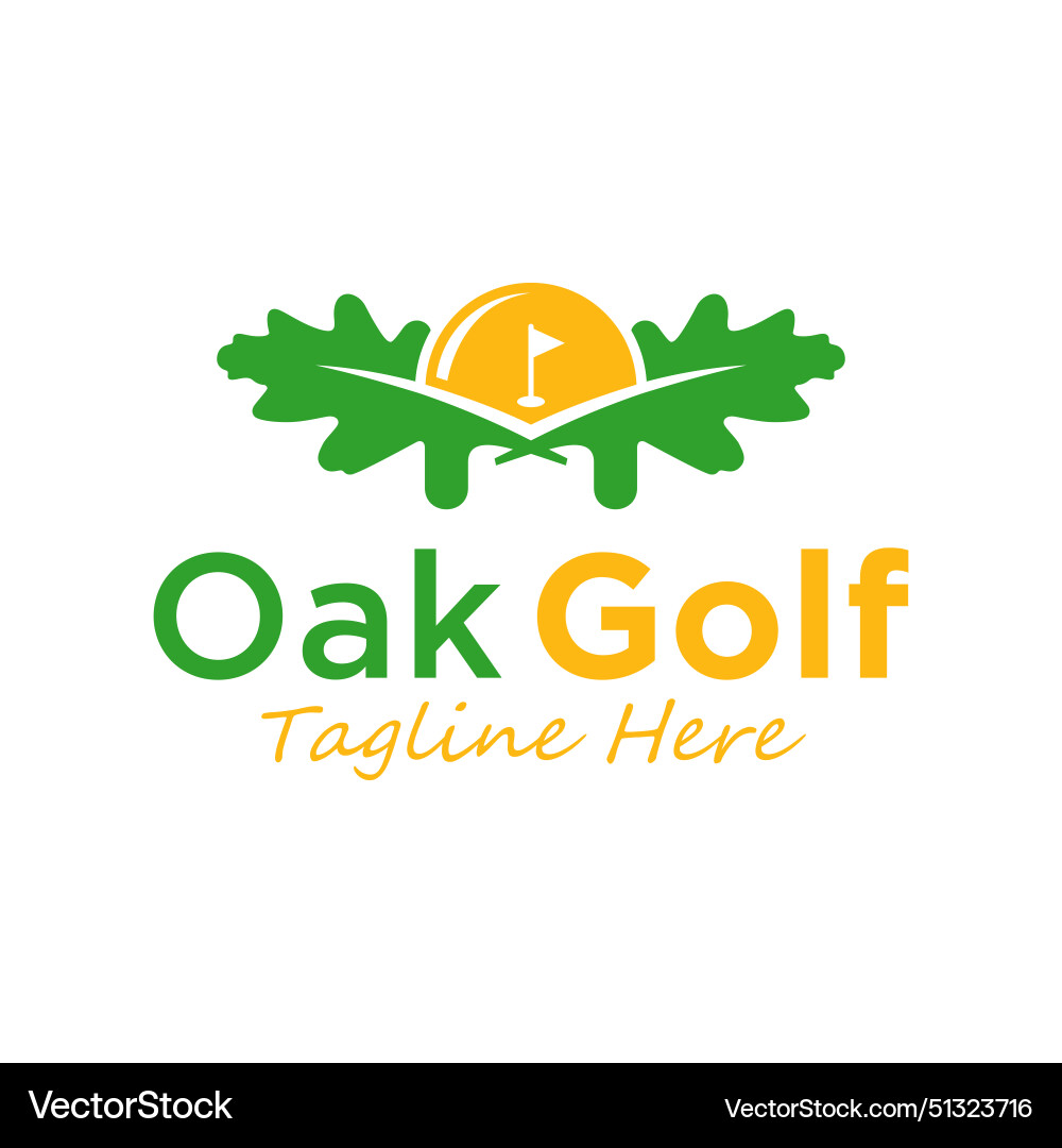 Oak golf sport logo with letter m Royalty Free Vector Image