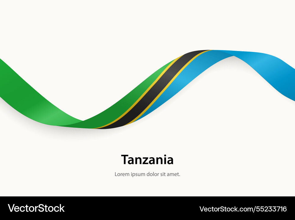 Tanzania flag on waving ribbon Royalty Free Vector Image