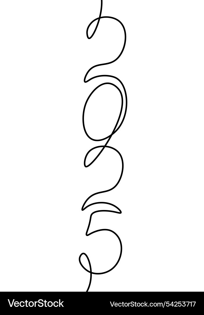 2025 new year single continuous line art holiday Vector Image