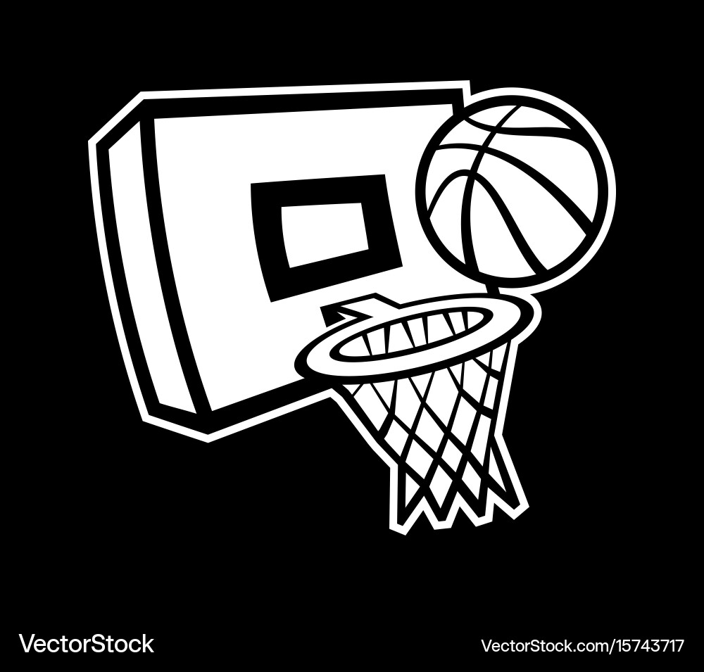 Cartoon basketball and net Royalty Free Vector Image