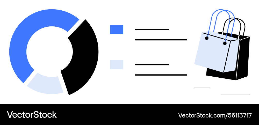 Circular chart segments and shopping bags Vector Image