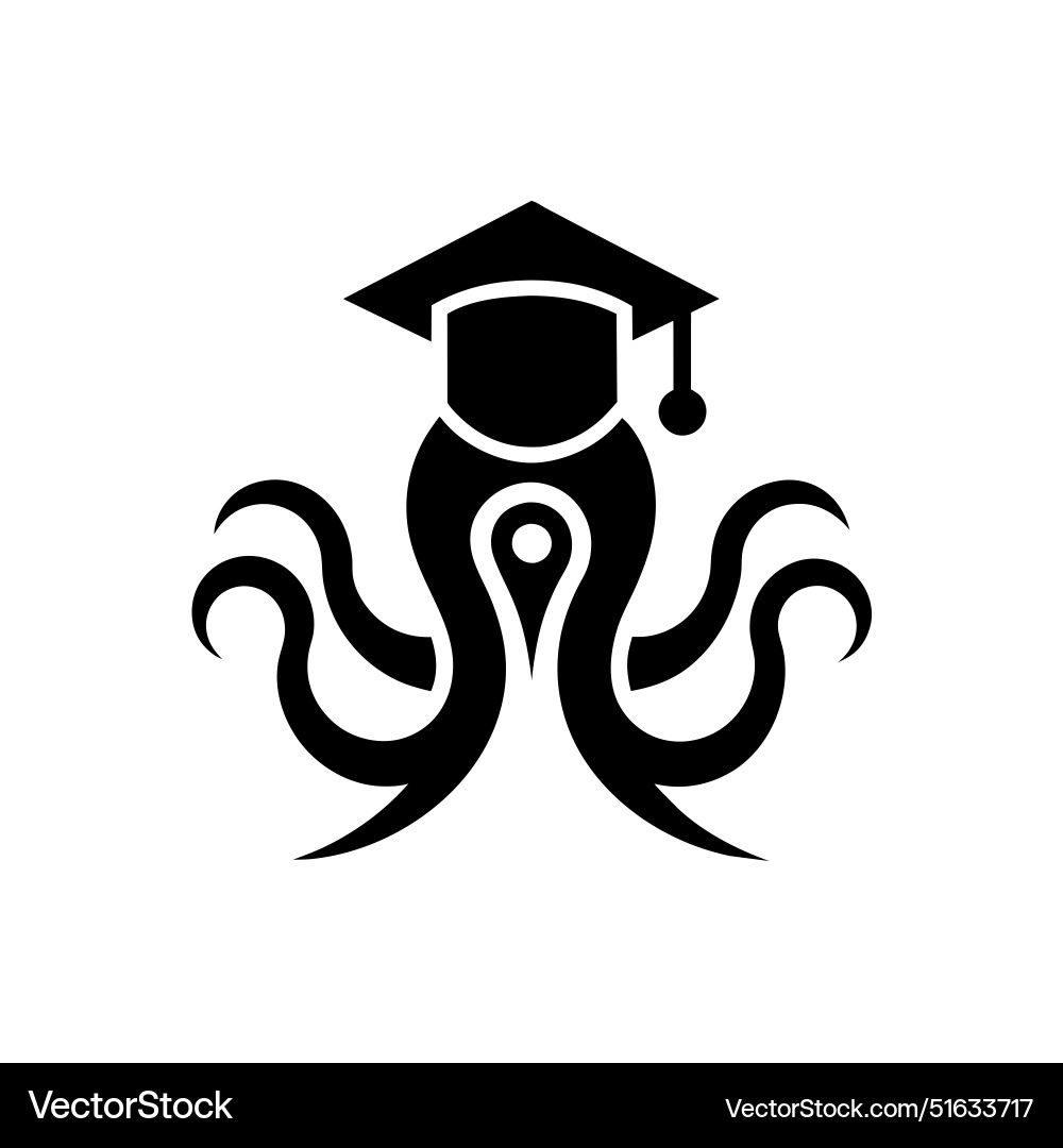Education logo featuring a graduation octopus Vector Image