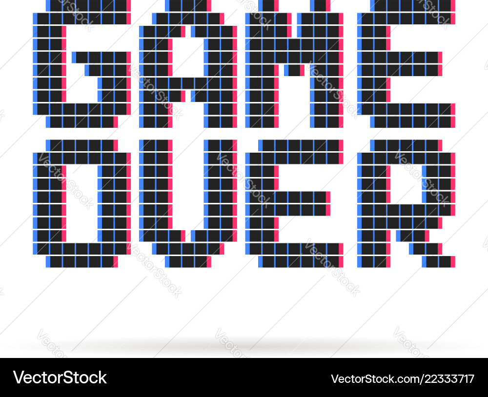 Game over logo like glitch pixel art style Vector Image