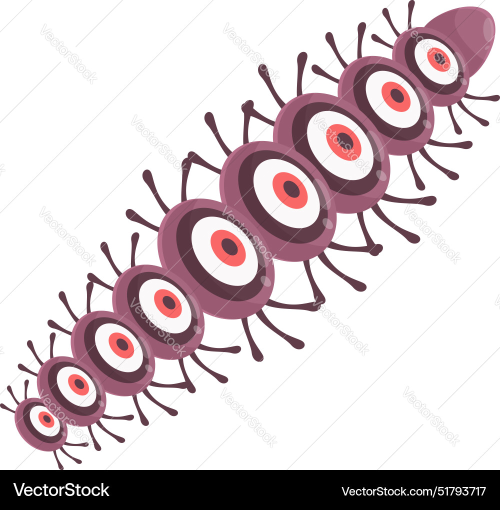 Purple worm monster crawling with many eyes Vector Image