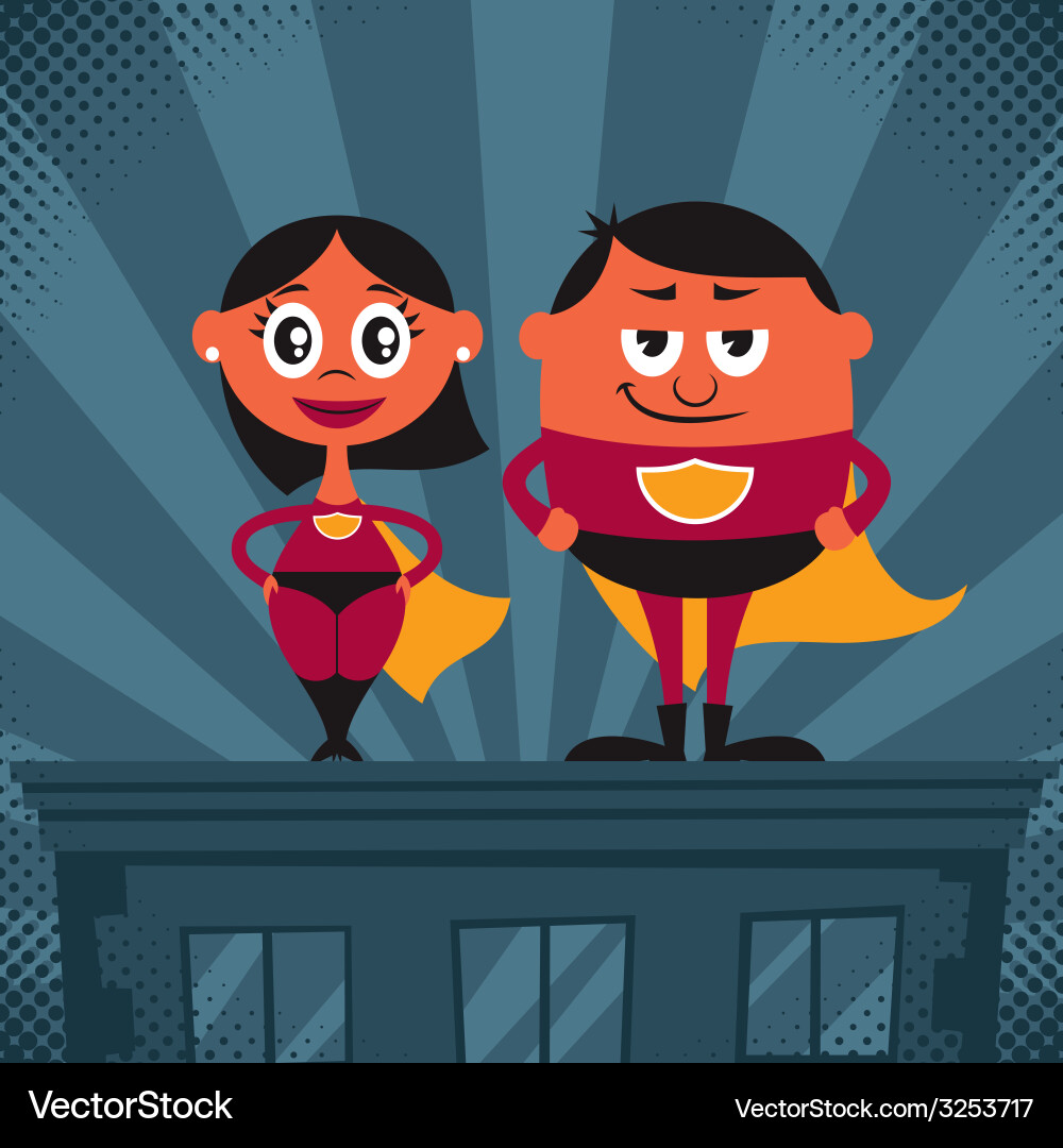 Superhero Duo Cartoon Royalty Free Vector Image