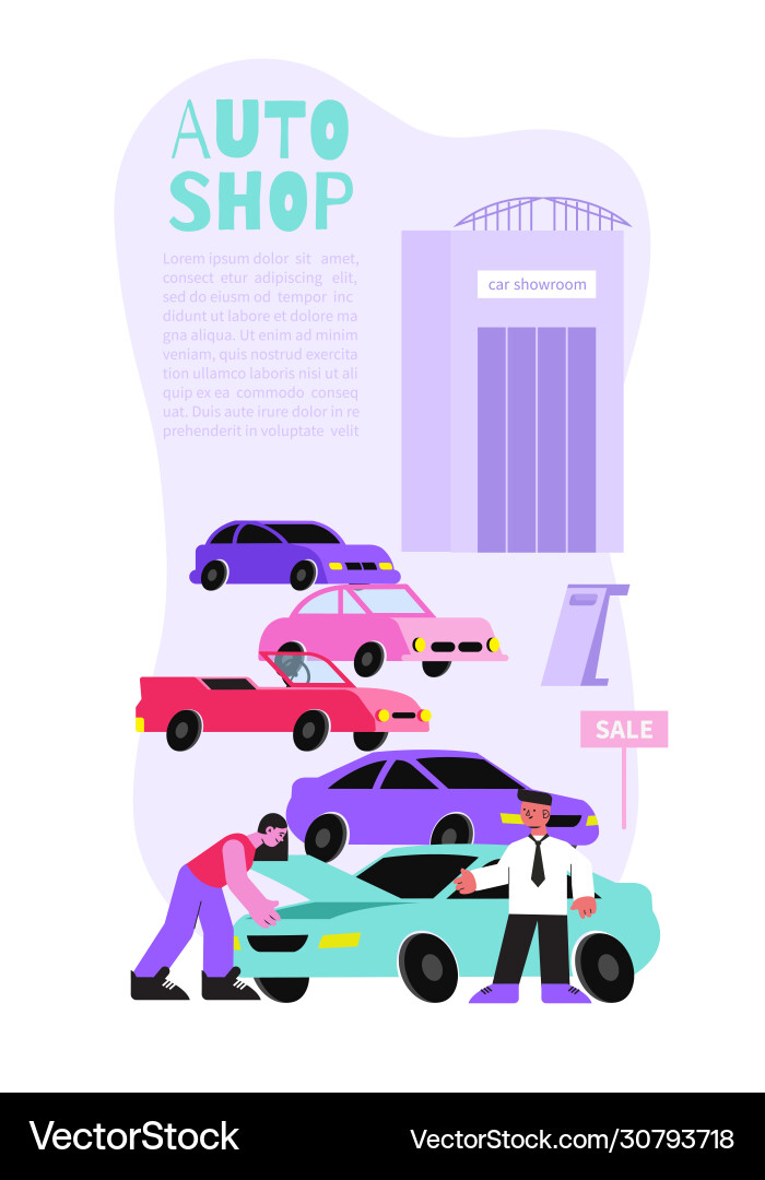 Auto shop vertical banner Royalty Free Vector Image