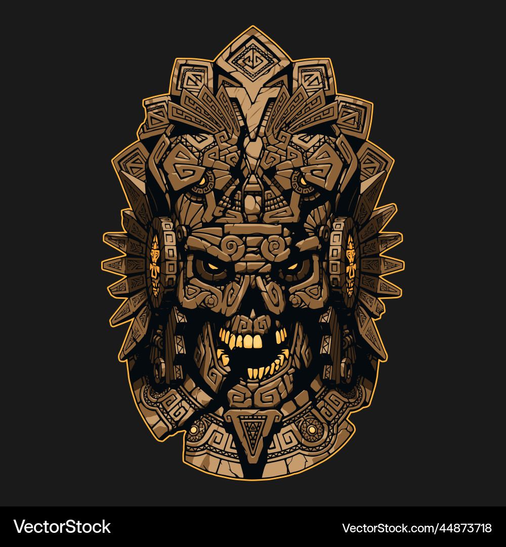 Aztec ornament skull mask Royalty Free Vector Image