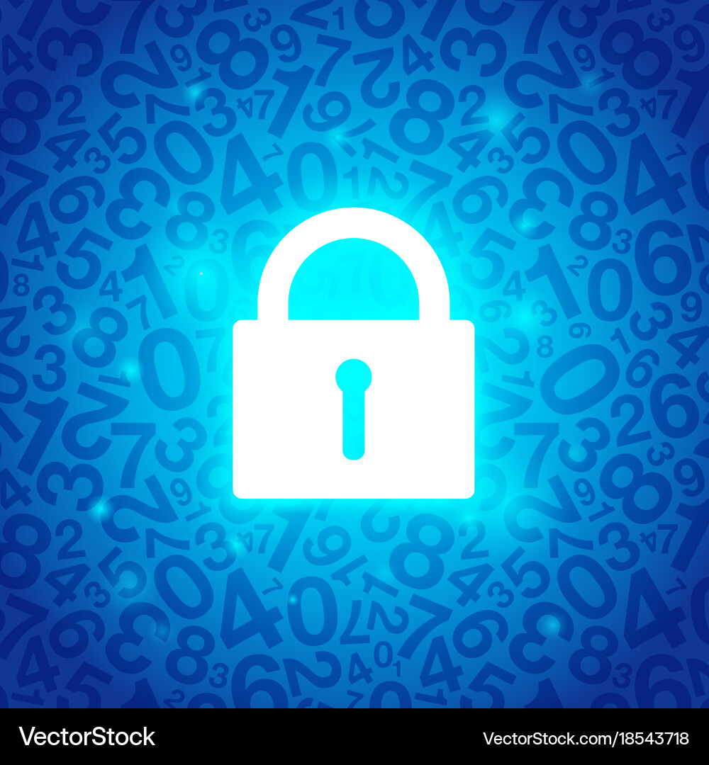Blue glowing lock Royalty Free Vector Image - VectorStock
