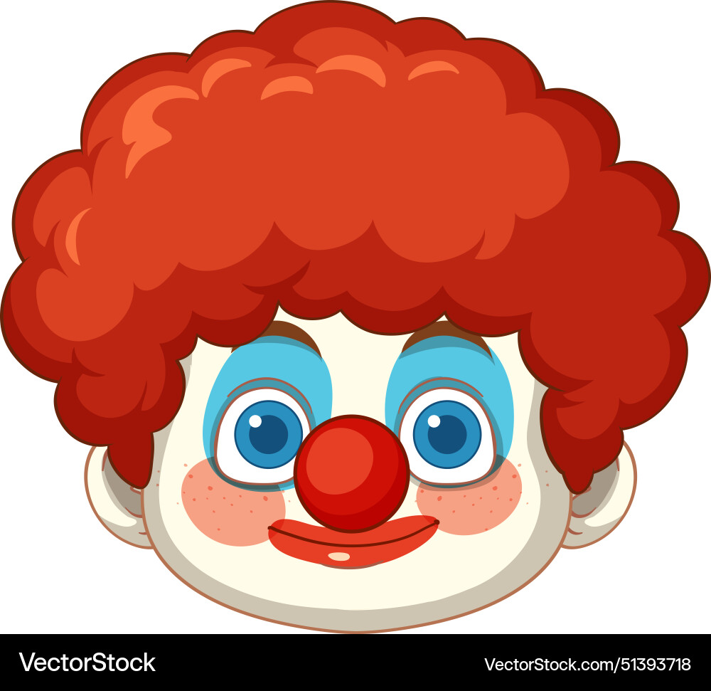 Bright clown face with red hair Royalty Free Vector Image