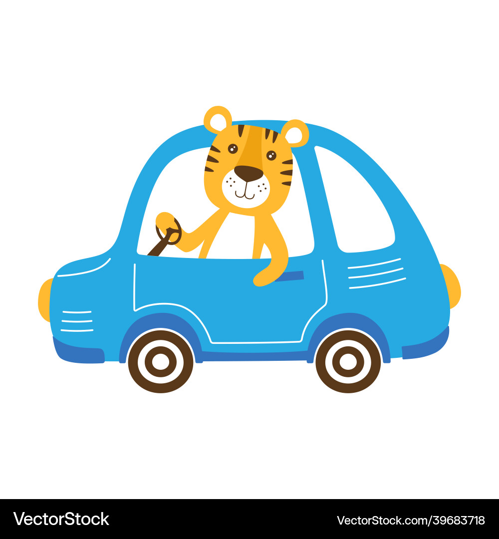 Cartoon card with driver animal Royalty Free Vector Image