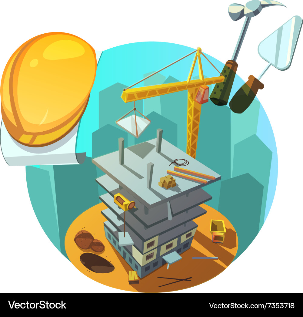 Construction retro cartoon Royalty Free Vector Image