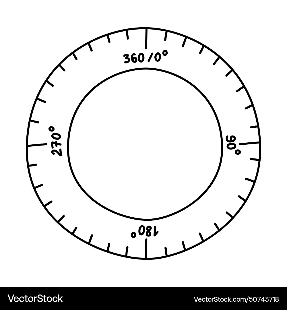 Cute doodle plastic circular protractor ruler Vector Image