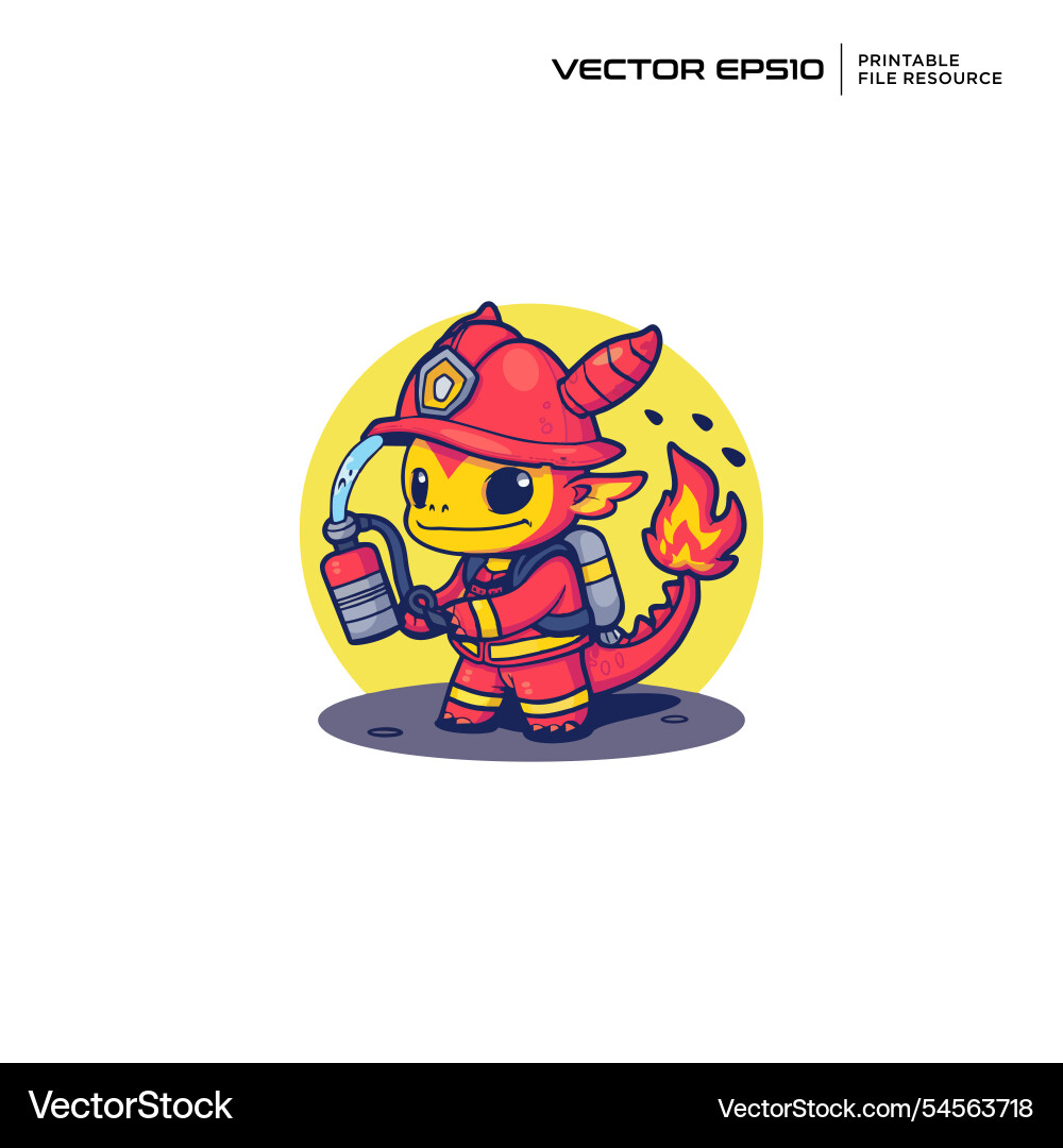 Dragon firefighter dragons character mascot logo Vector Image