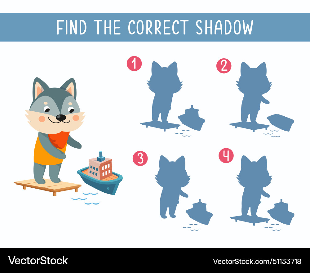Find the right shadow puzzle game for children Vector Image