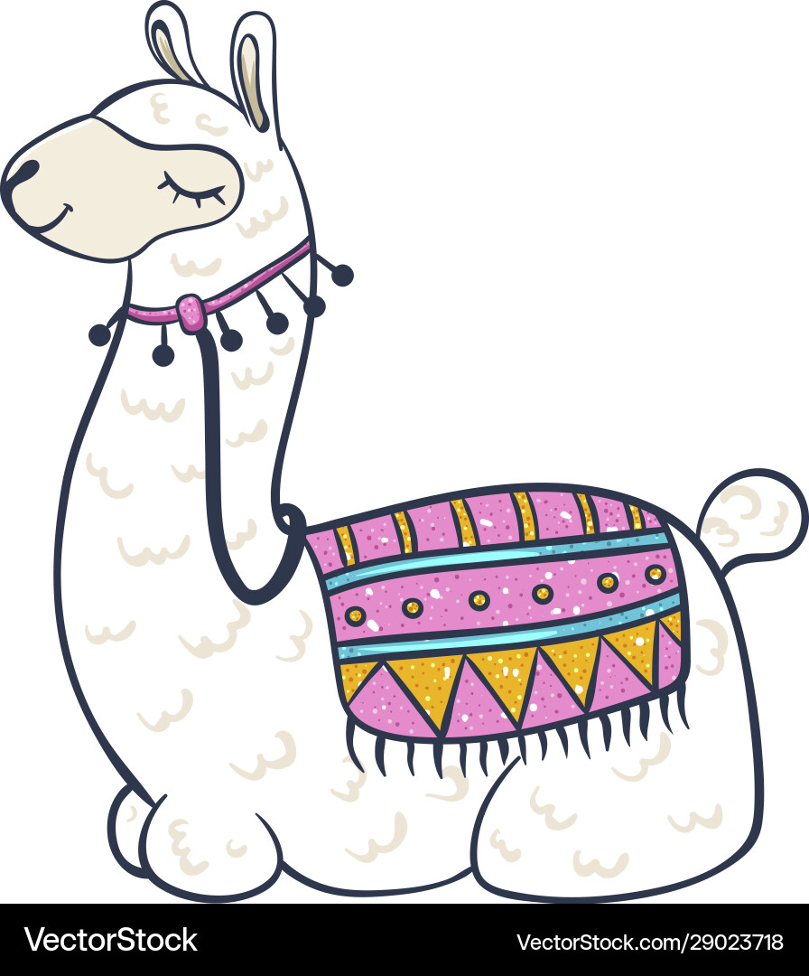 Llama cartoon icon trendy colorful drawing Vector Image