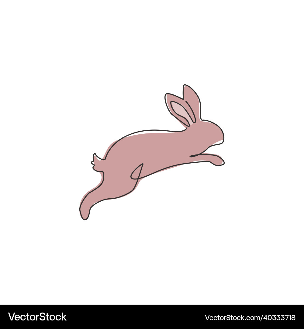 One single line drawing of cute jumping rabbit Vector Image
