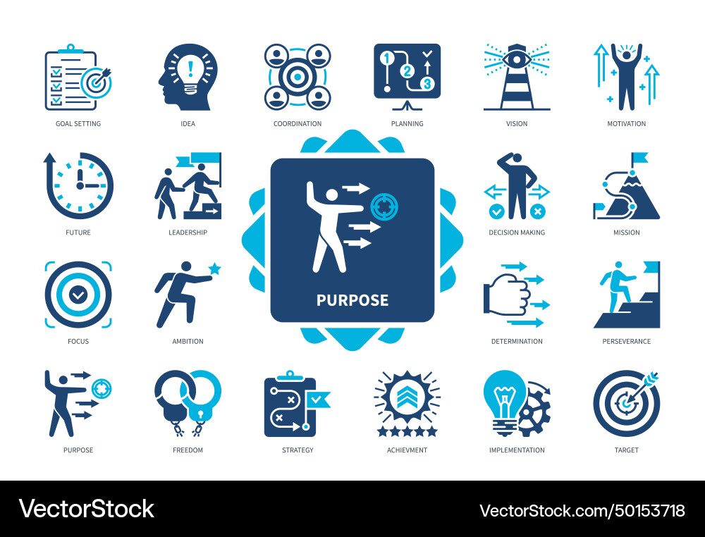 Purpose solid icon set Royalty Free Vector Image