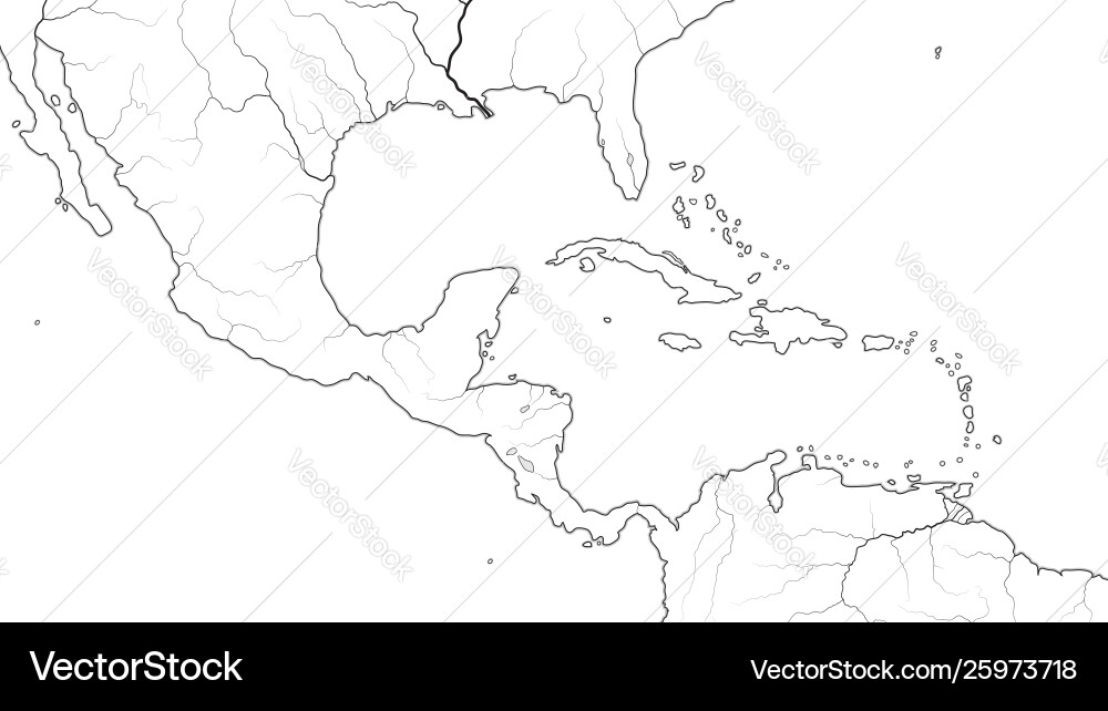 Outline Map Of Caribbean And Central America