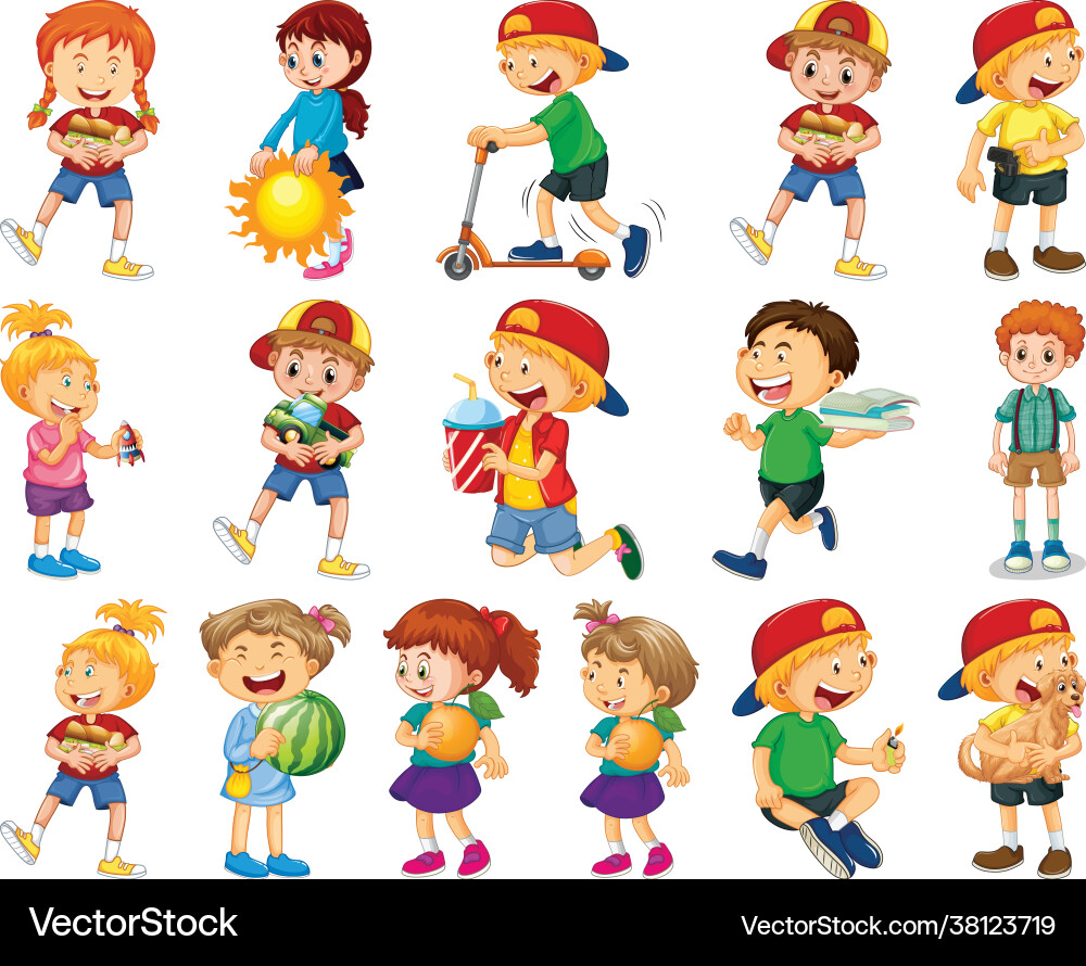 Children doing different activities cartoon Vector Image