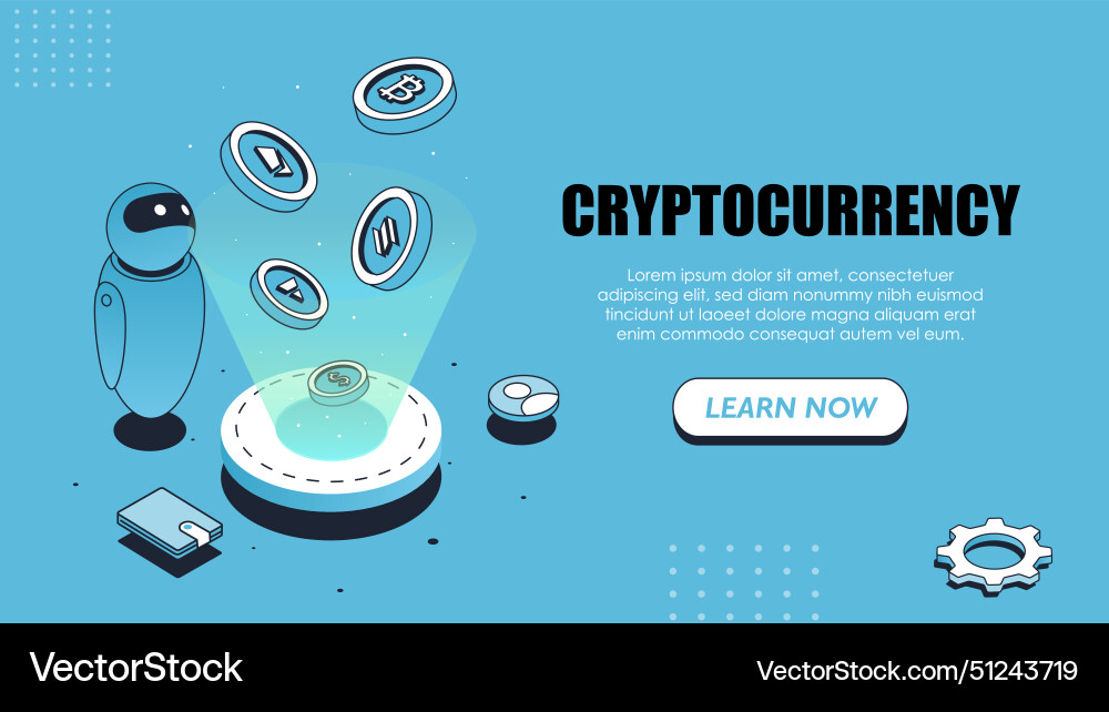 Cryptocurrency poster isometric Royalty Free Vector Image