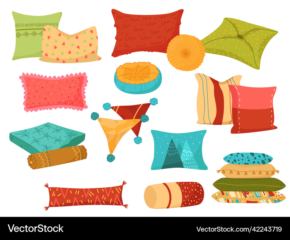 Cute Cartoon Pillows & Cushions Royalty Free Vector