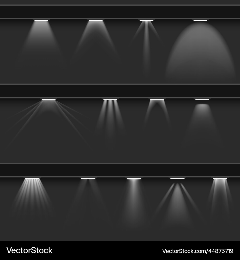 Different wall white light effects Royalty Free Vector Image