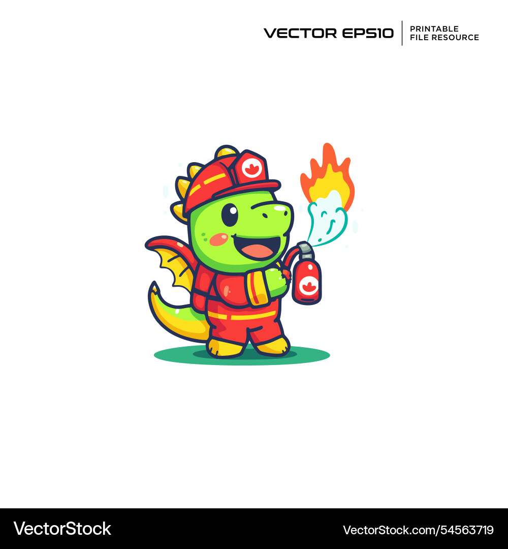 Dragon firefighter dragons character mascot logo Vector Image