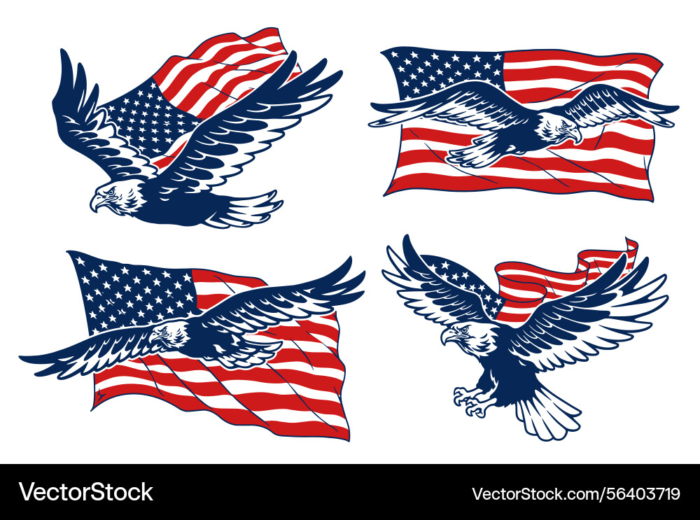Eagle designs with american flags Royalty Free Vector Image