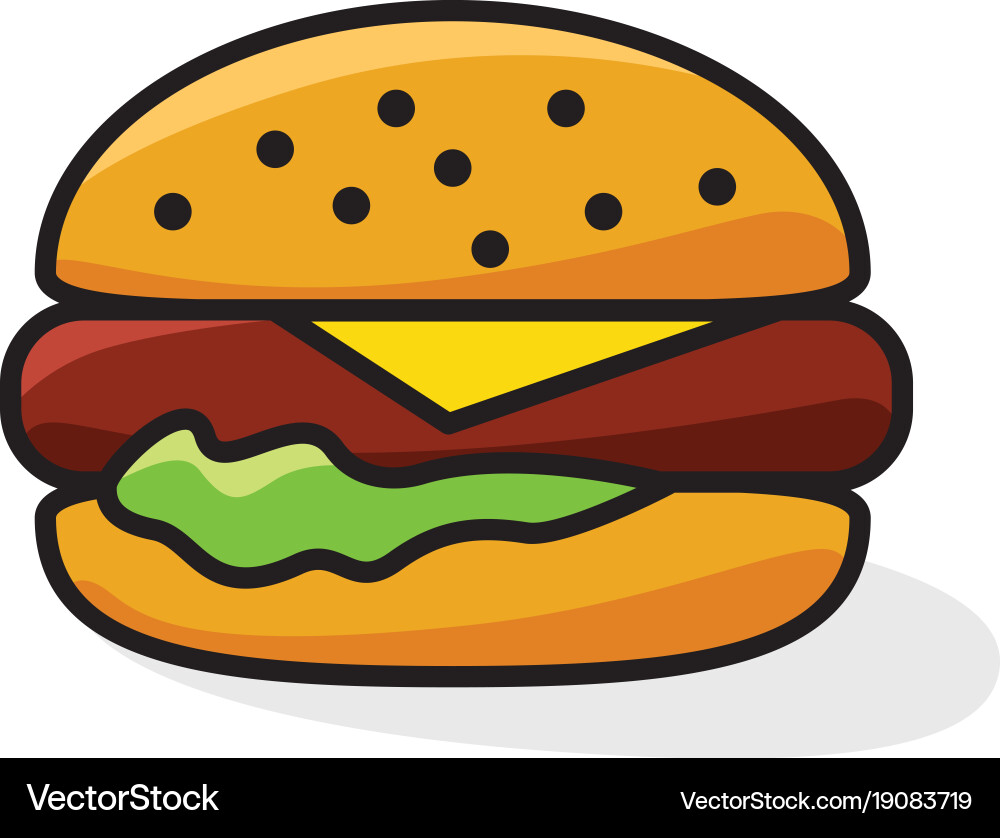 Hamburger with cheese and lettuce Royalty Free Vector Image