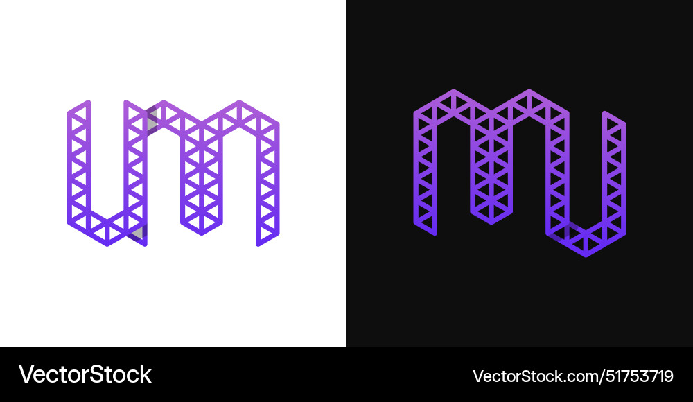 Letters mu and um polygon logo suitable Royalty Free Vector