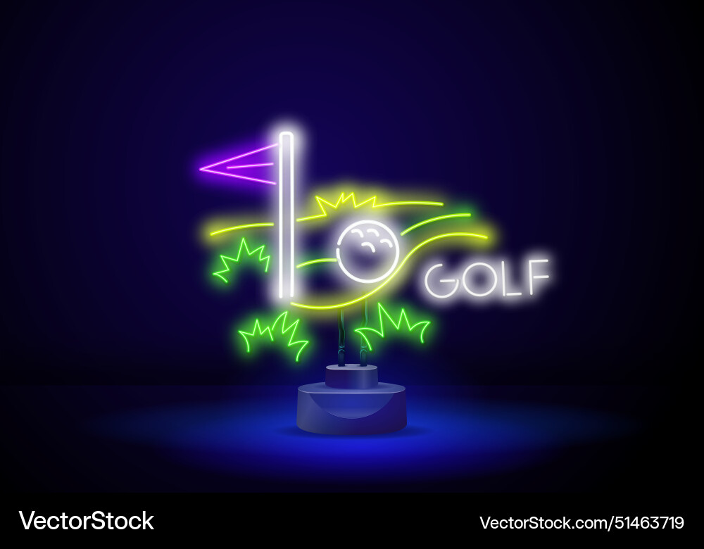 Neon golf course a of varying Royalty Free Vector Image