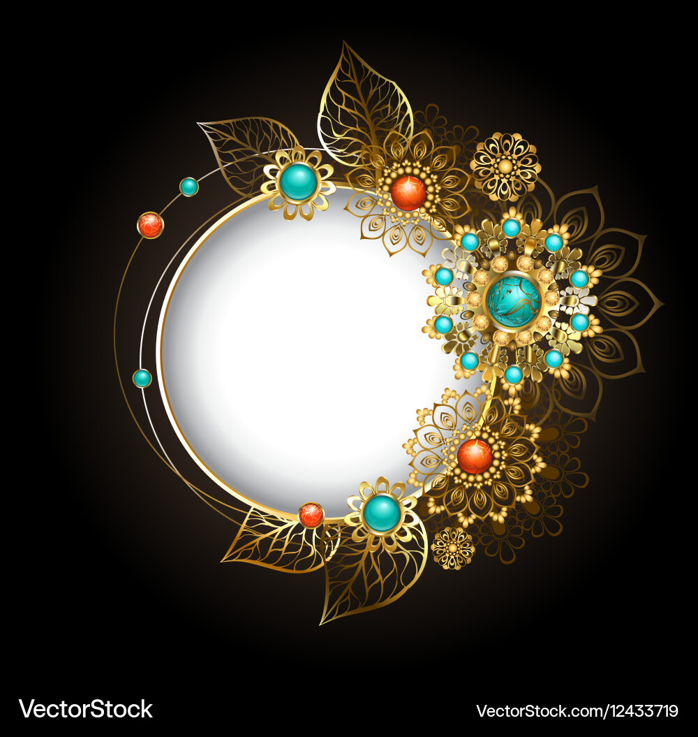 Round banner with gold ornaments ethnic Royalty Free Vector