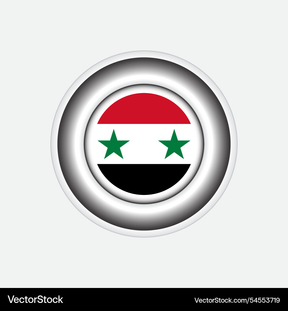 Syria national flag in circle shape with chrome Vector Image