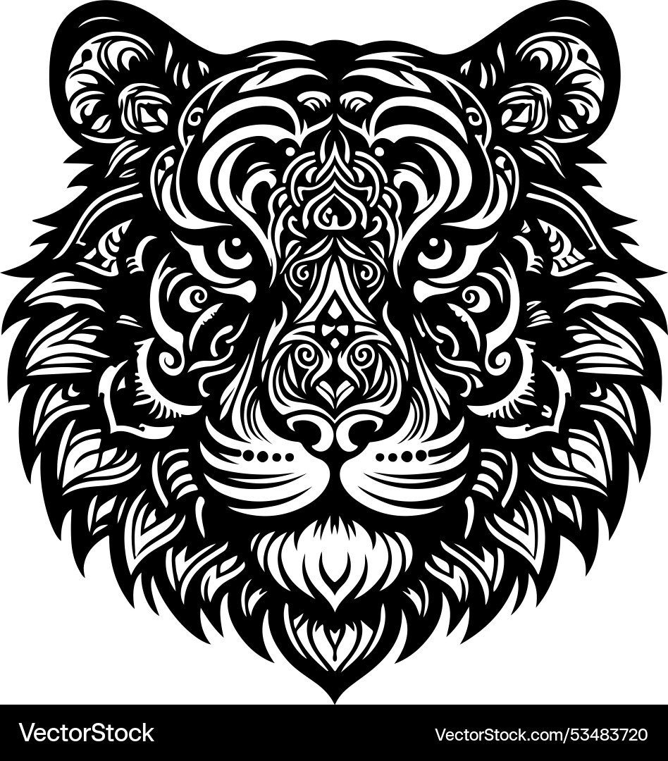 A tiger head mandala design art work Royalty Free Vector