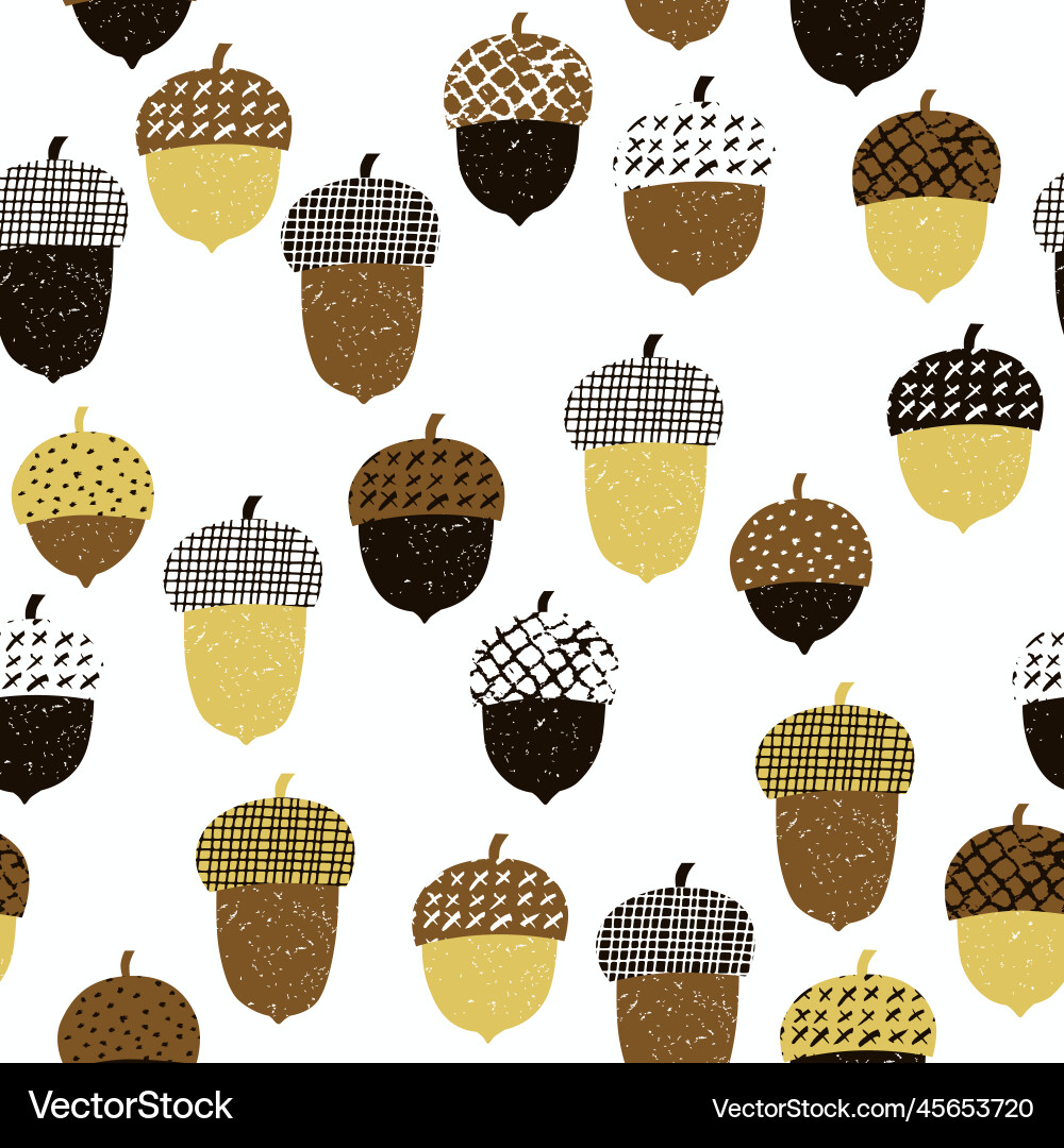 Acorn seamless pattern with leaves Royalty Free Vector Image