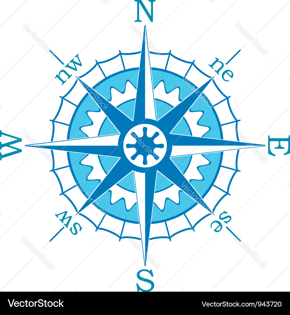 Blue compass Royalty Free Vector Image - VectorStock