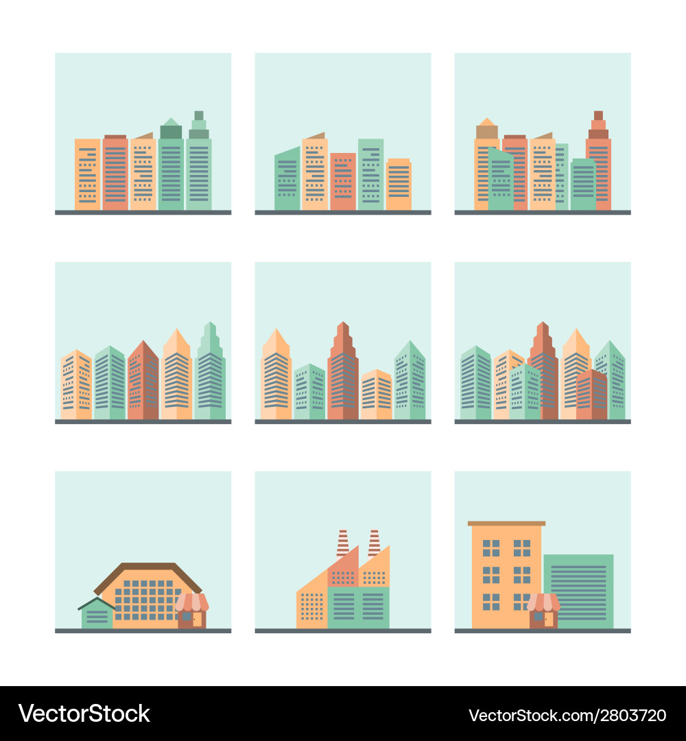 Cityscape icons set Royalty Free Vector Image - VectorStock