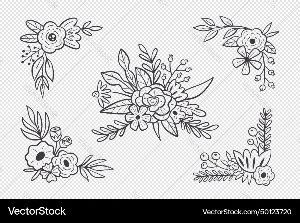Cute floral design set Royalty Free Vector Image