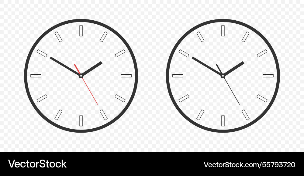 Flat wall office clock face set dial Royalty Free Vector