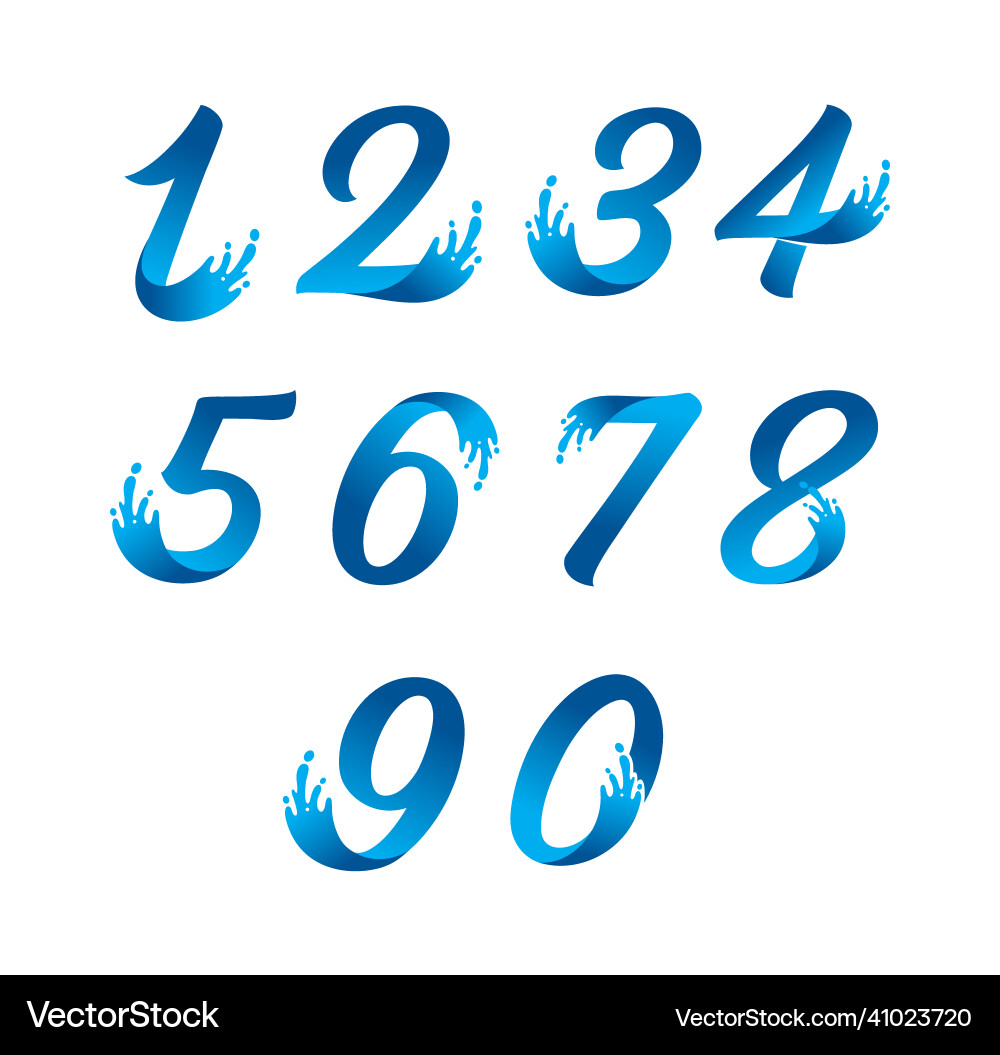 Fresh water number design Royalty Free Vector Image