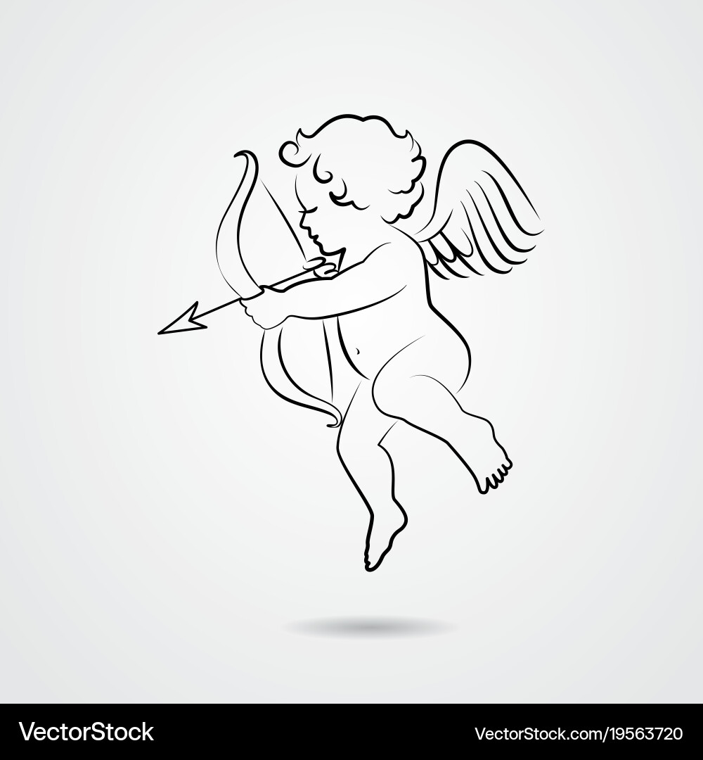 Hand drawn sketch of cupid Royalty Free Vector Image